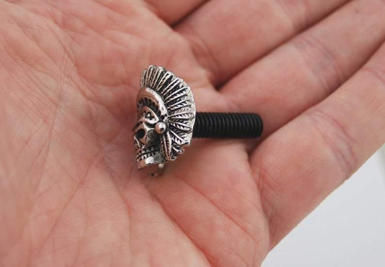 Handmade License Plate Bolts —— Indian Chief Skull – motorlucky